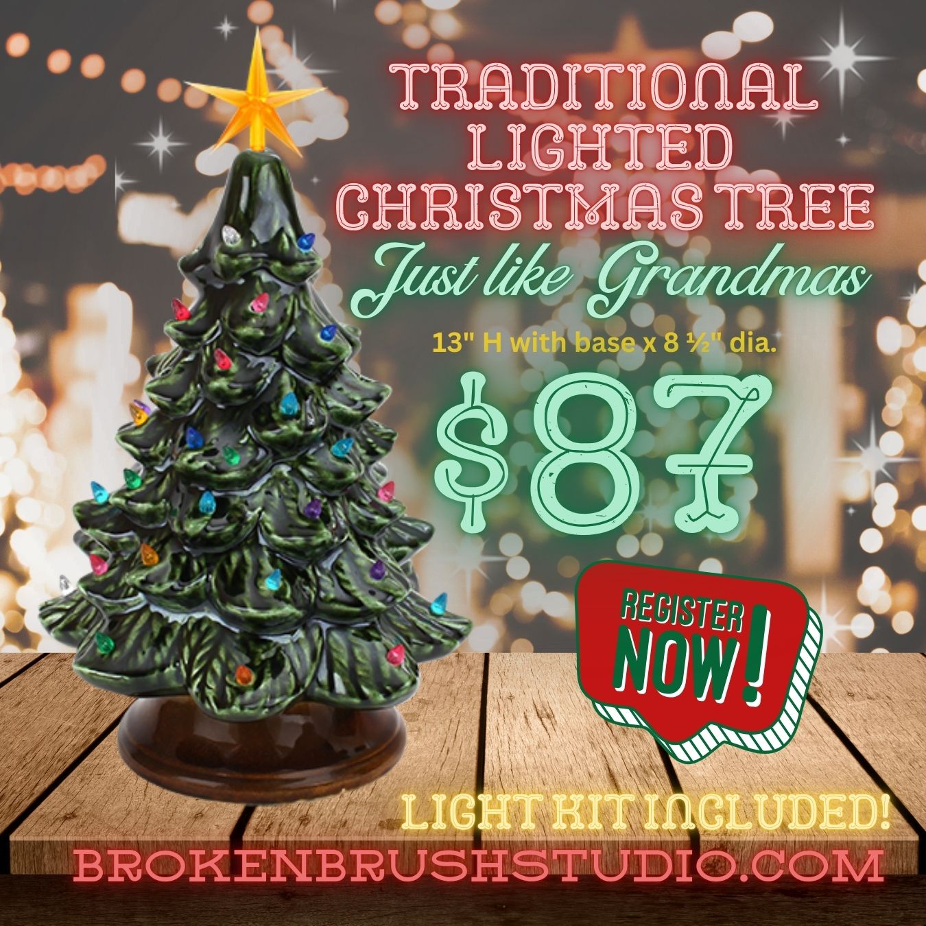 Traditional Lighted Christmas Tree | The Broken Brush Studio